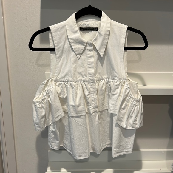 Zara | Tops | Zara Off The Shoulder Collared Shirt | Poshmark